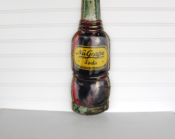 Vintage Nugrape Soda Bottle Sign Die Cut Tin - Etsy