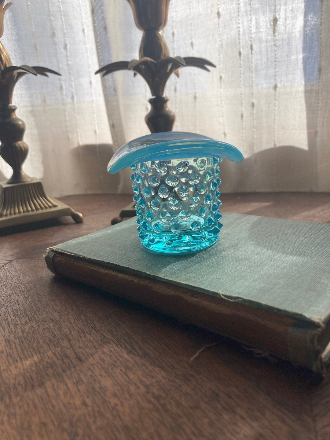 Vintage Fenton Hobnail Glass Top Hat - Blue Cottage Decor - Etsy