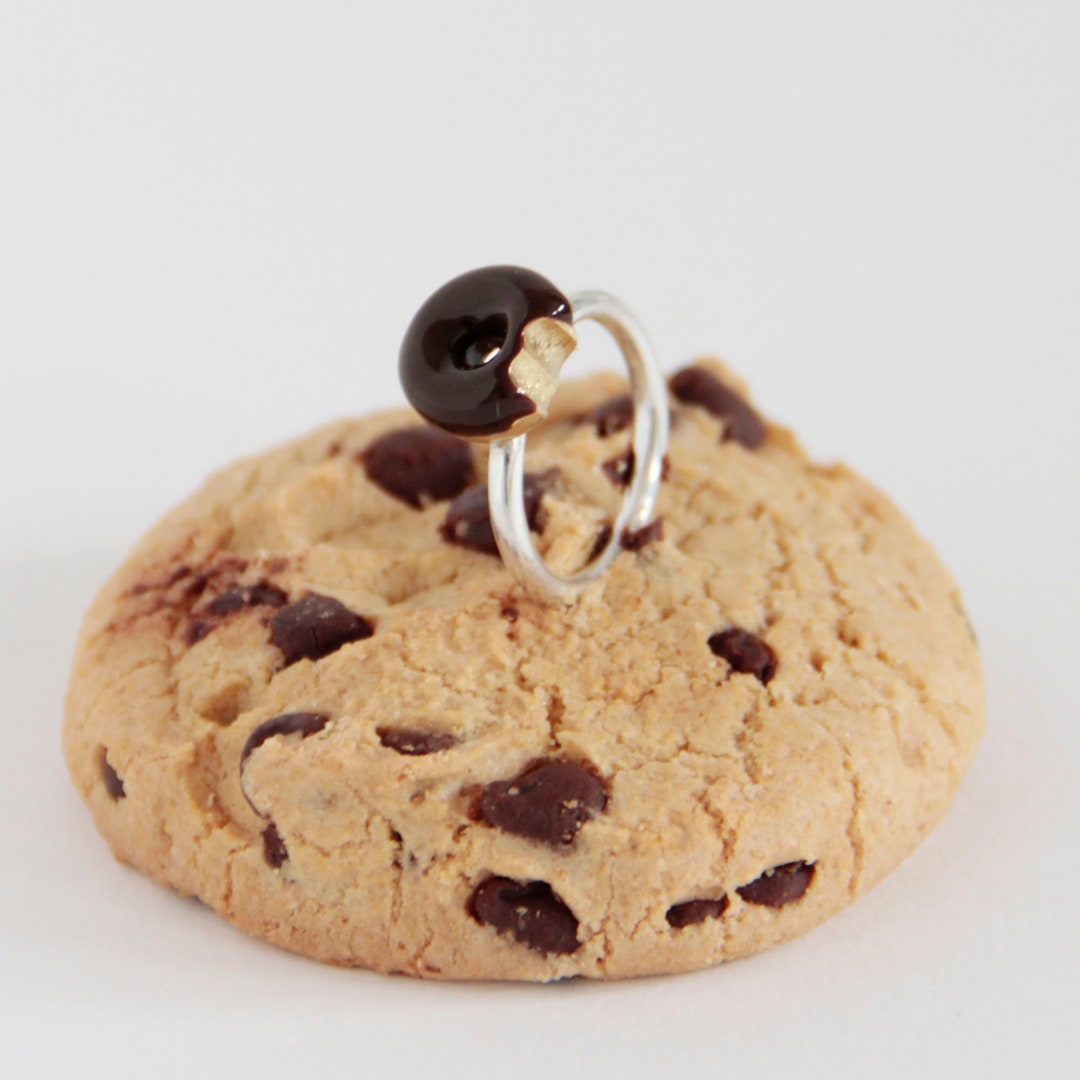 Chocolate Donut Sterling Silver Ring, Enameled Brass - Etsy
