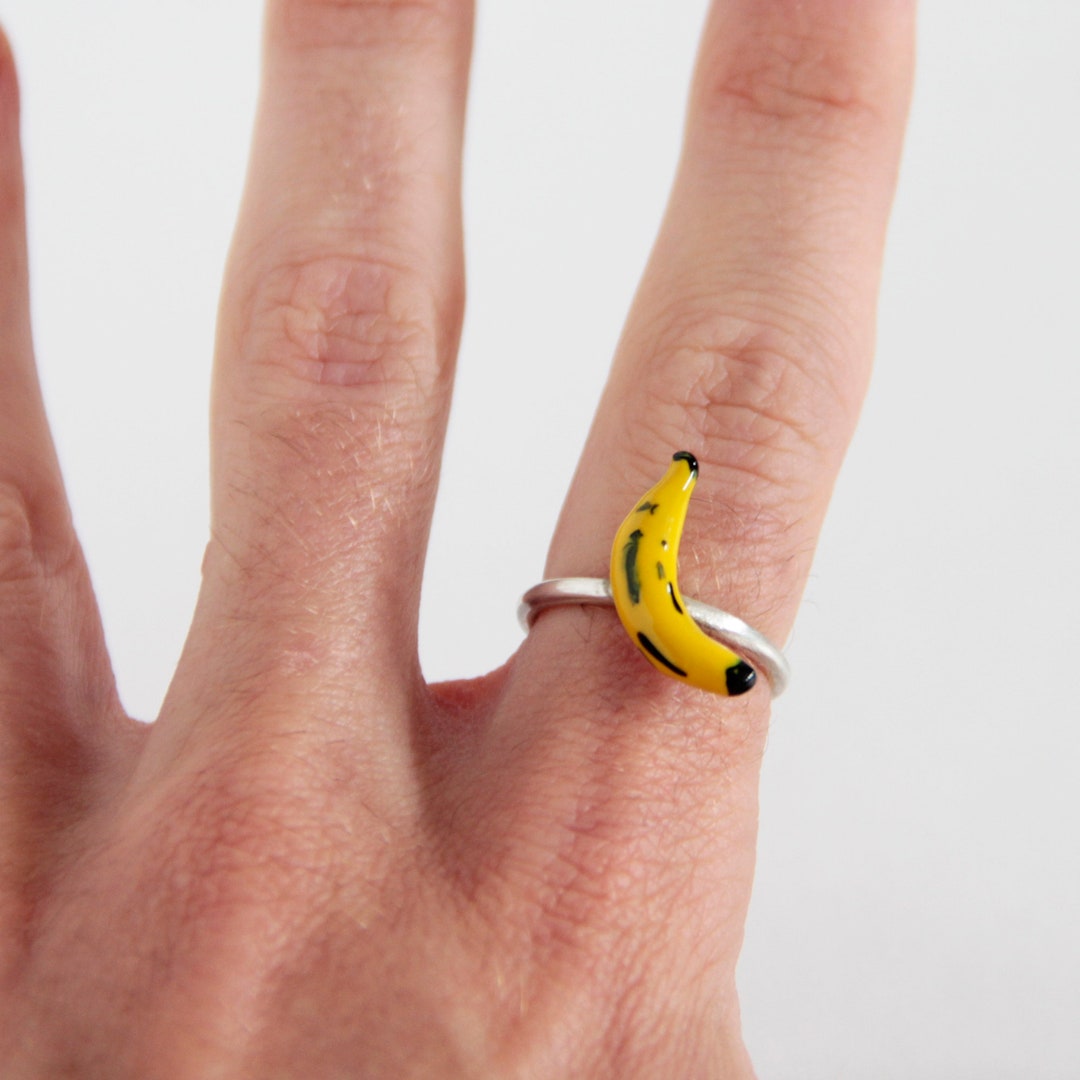 Banana Ring, Simple Ring. Sterling Silver Ring, Fruit Ring, Banana ...
