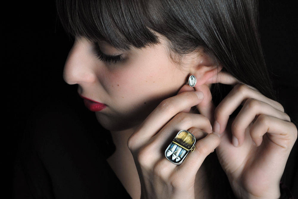 Silver Flashy Ring Contemporary Ring Porcelain Sardines - Etsy