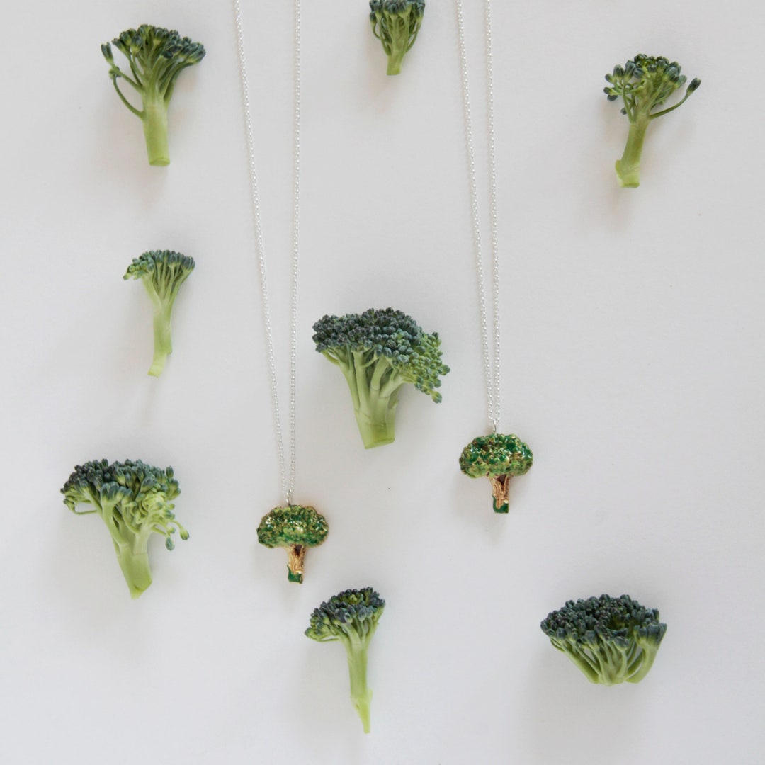 BROCCOLI Chocker, Sterling Silver and Brass Enamel Pendant ...