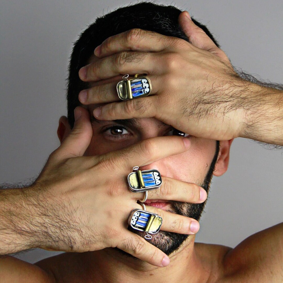 Large Original Ring, Flashy Ring, Porcelain Ring, Adjustable Ring for ...