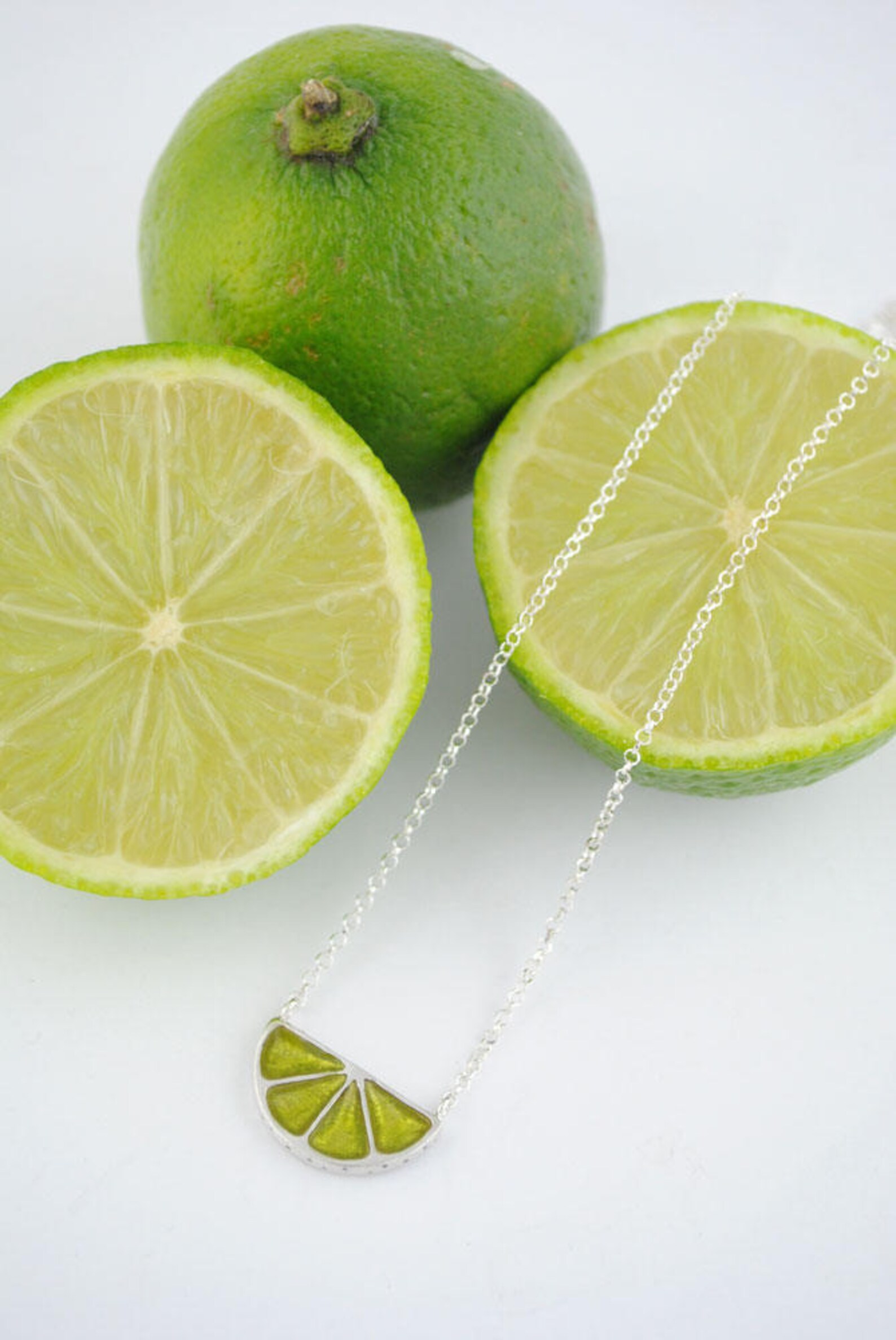 Silver Lime Necklace Choker Lime Charm Dainty Pendant - Etsy UK