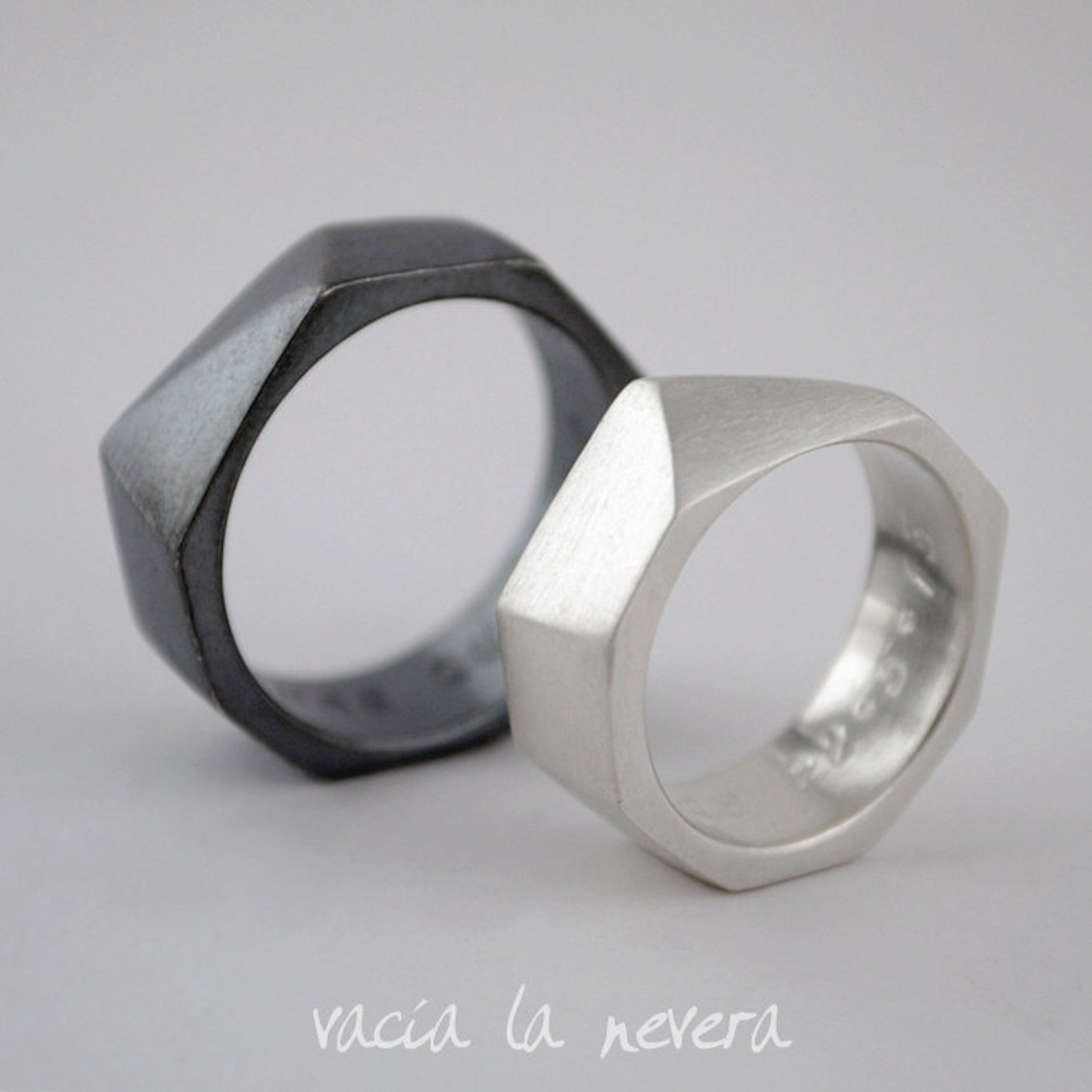 Geometric Wedding Rings Black Engagement Ring Sterling - Etsy