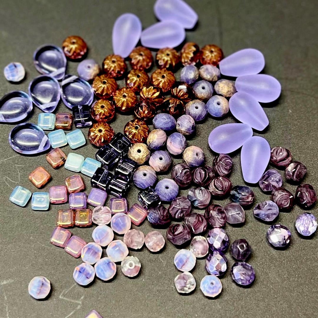 Destash- Czech Glass Bead Collection for Jewelry Making - Purples - Etsy