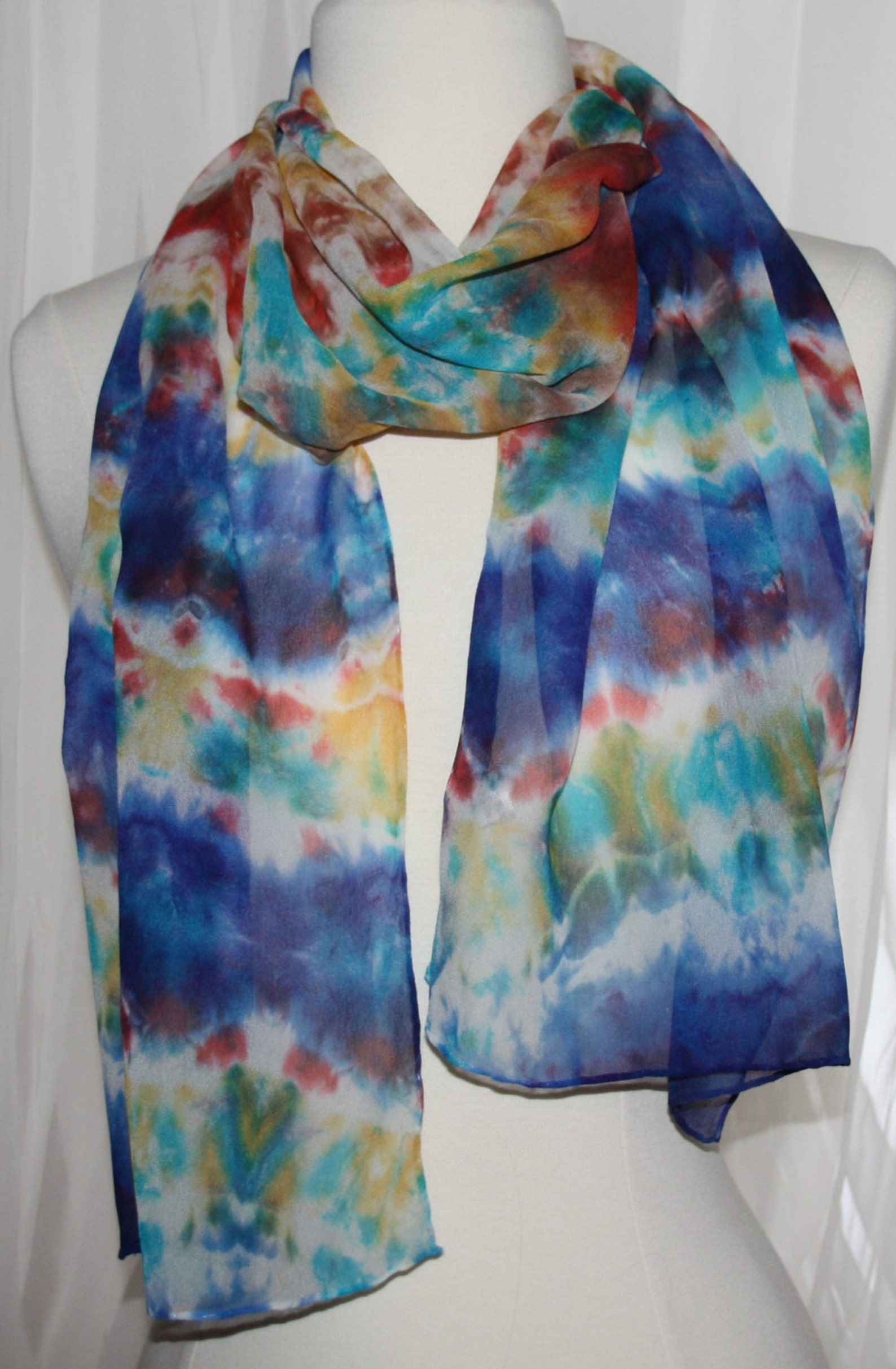 Silk Chiffon Scarf OOAK Hand Dyed in Country Western Colors of - Etsy