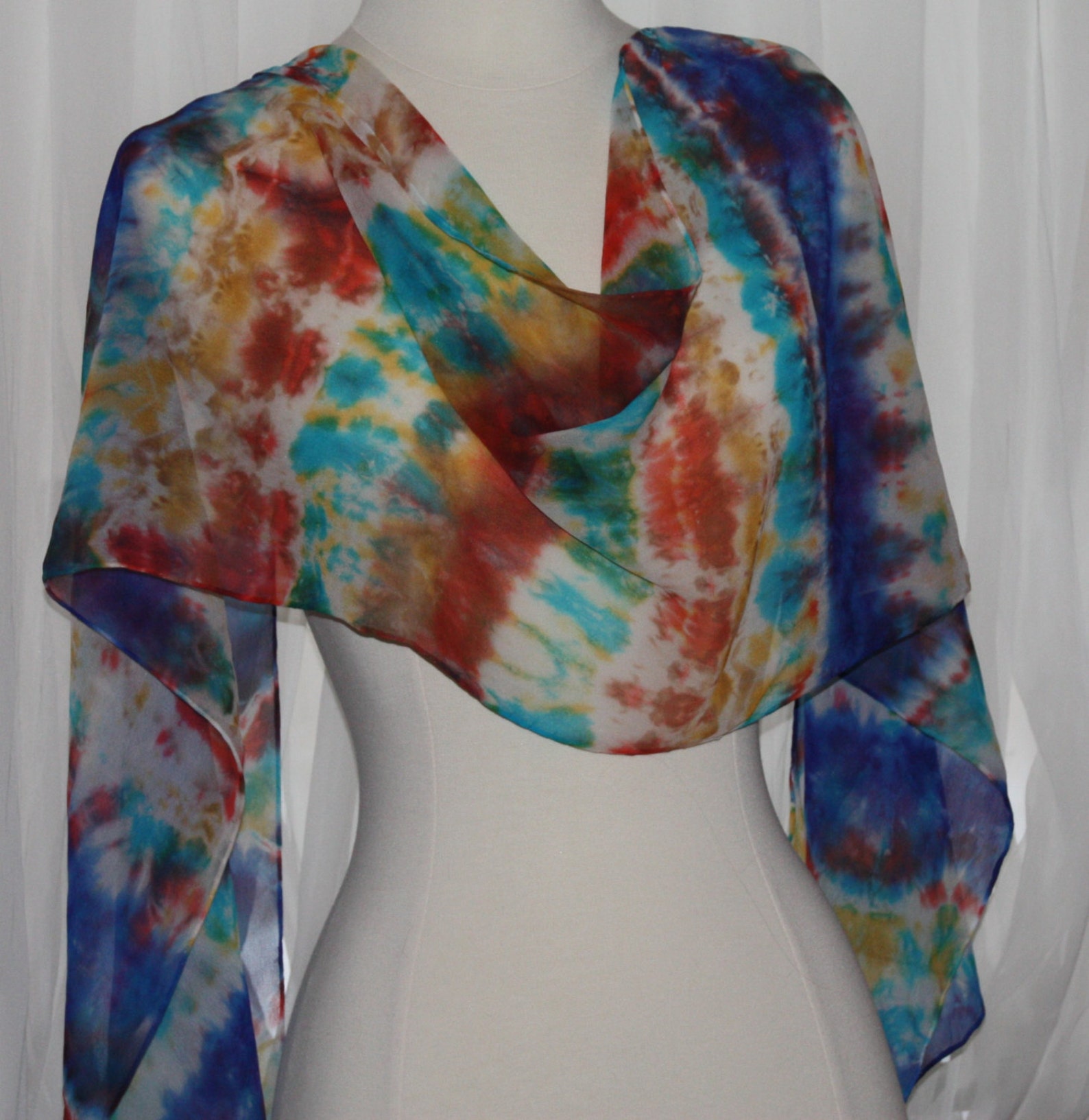 Silk Chiffon Scarf OOAK Hand Dyed in Country Western Colors of - Etsy