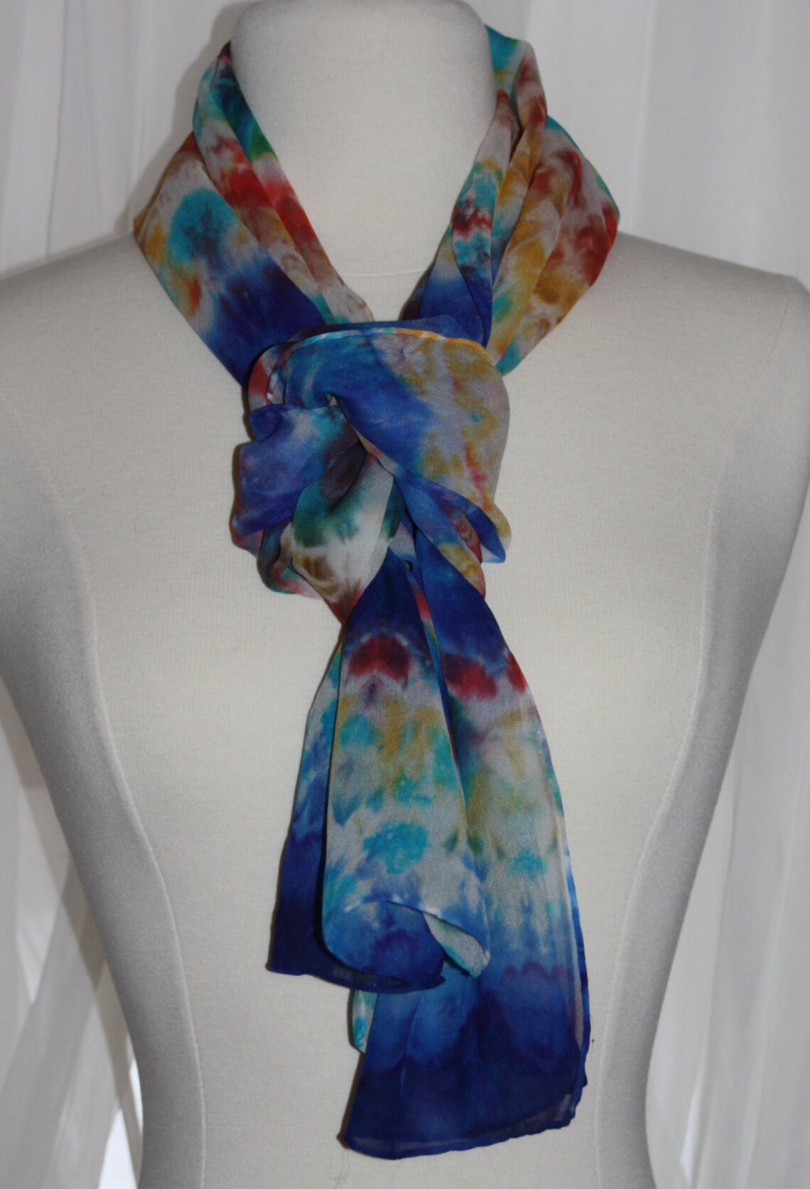 Silk Chiffon Scarf OOAK Hand Dyed in Country Western Colors of - Etsy