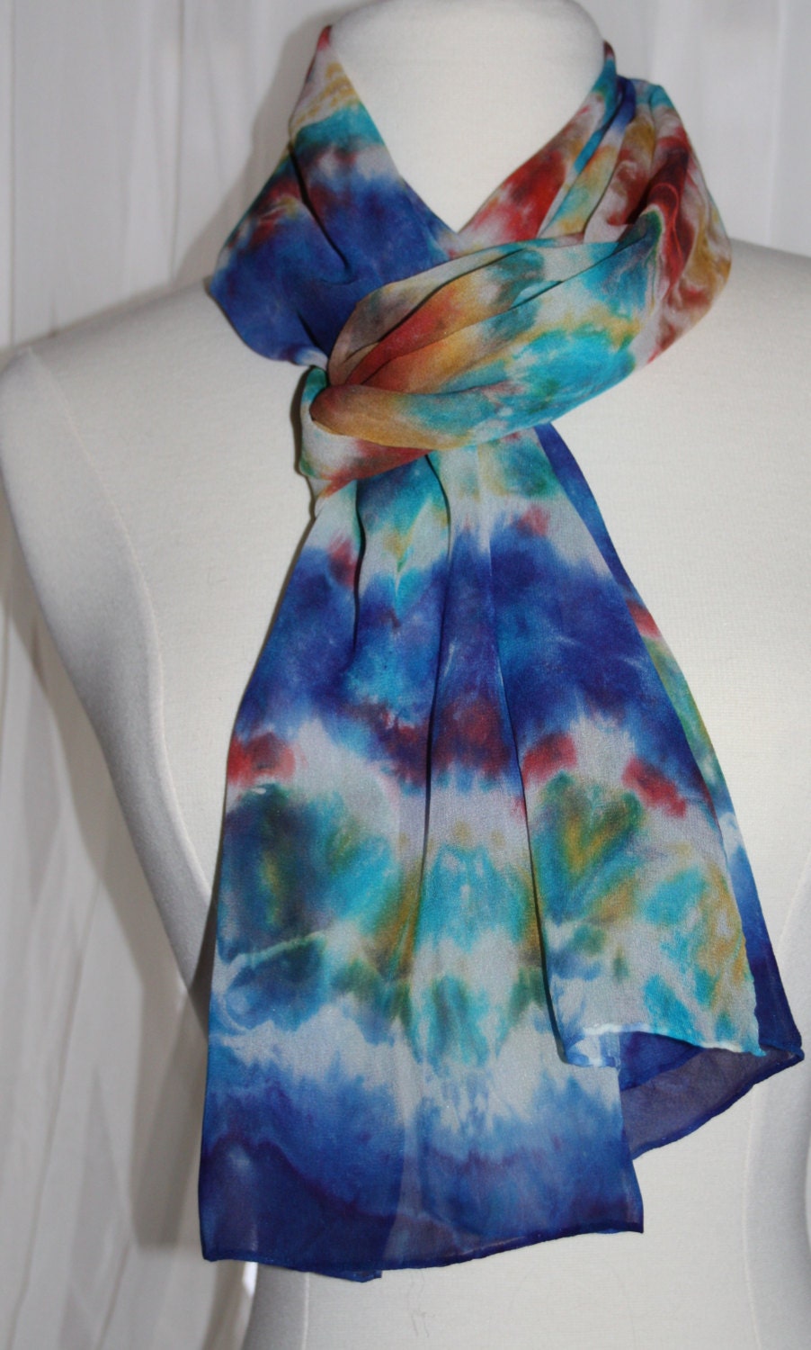 Silk Chiffon Scarf OOAK Hand Dyed in Country Western Colors of - Etsy