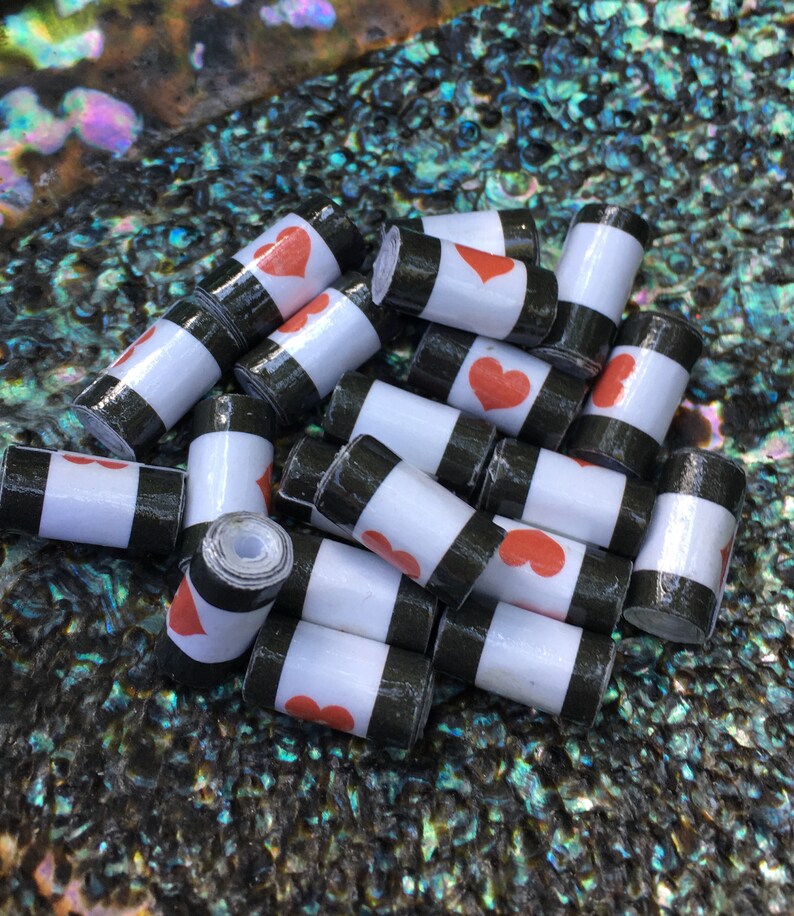 Heart Beads Hand Rolled Paper Tube Beads 1/2 Inch: Set of 20 - Etsy