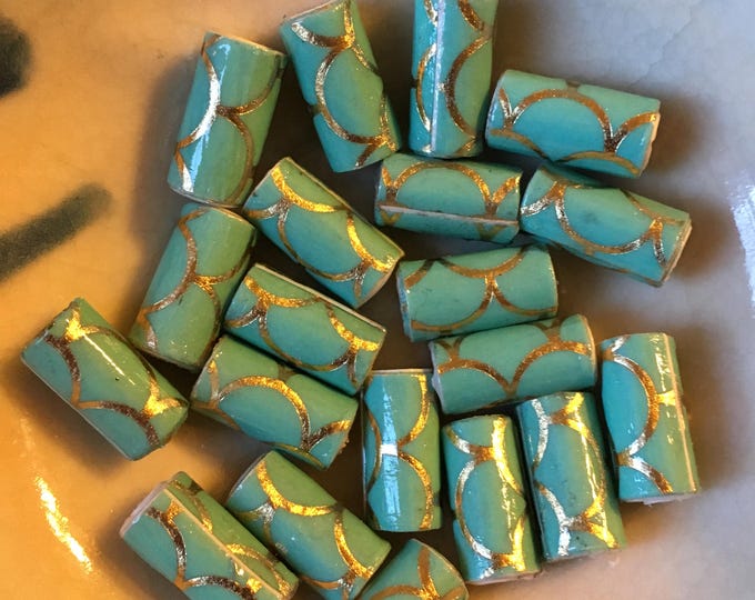 Mermaid Scales Handmade Paper and Washi Tape Paper Beads: Set of 20 - Etsy