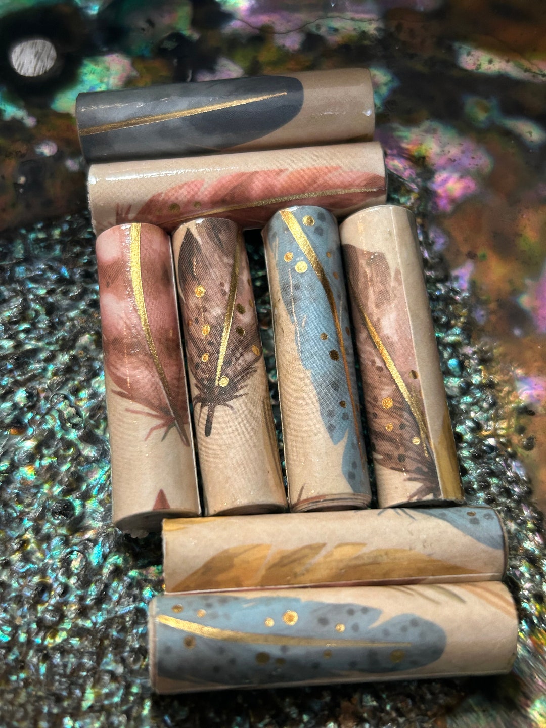 Fancy Feathers Hand Rolled Chunky Paper Beads 1.5” Large Hole for ...