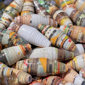 Assorted Recycled Magazine Handmade Paper Beads 1” Set of 20: New Bulk ...