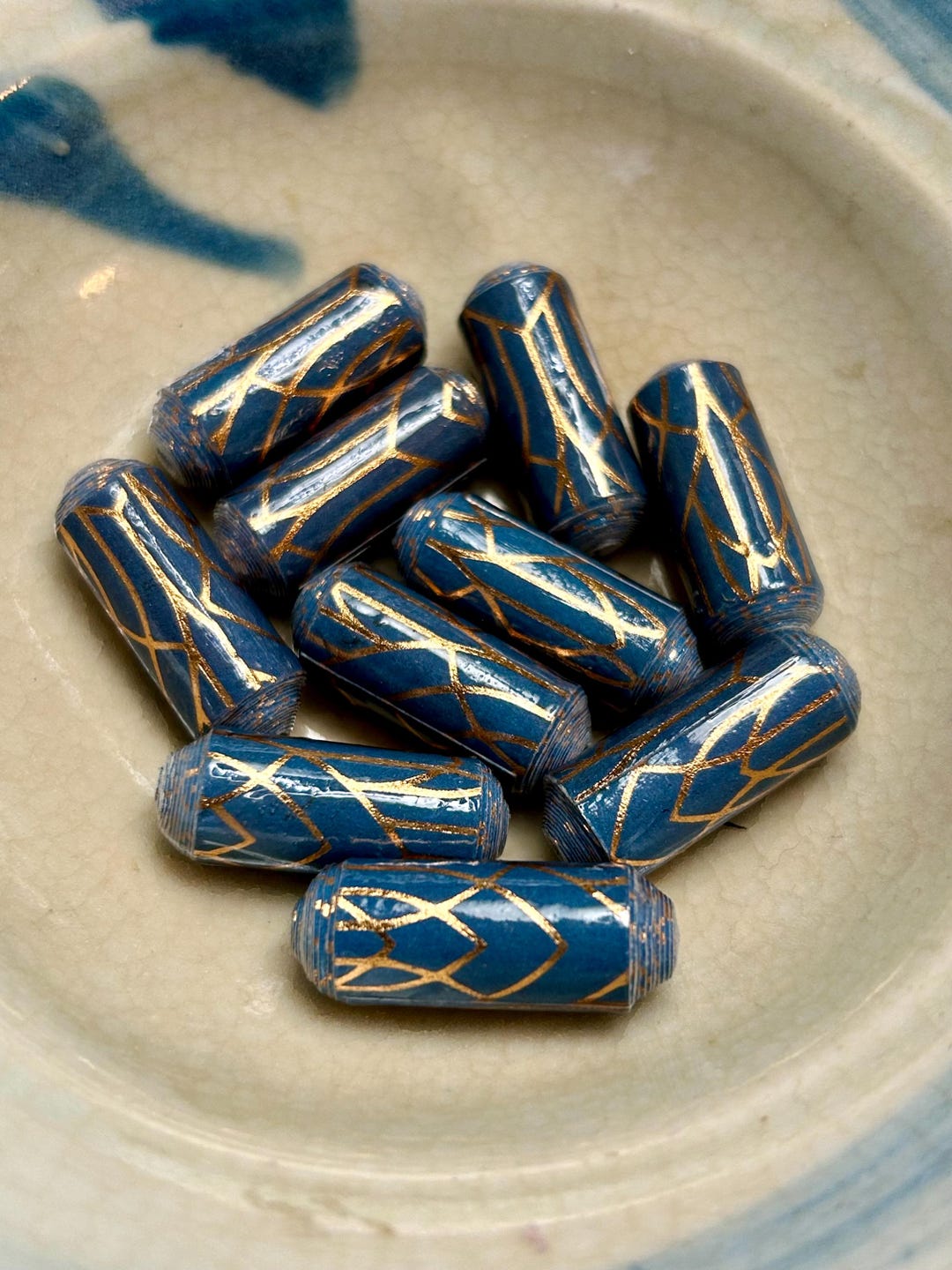 Teal Deco Handmade Rolled Paper Capsule Beads 1 Inch: Set of 10 - Etsy