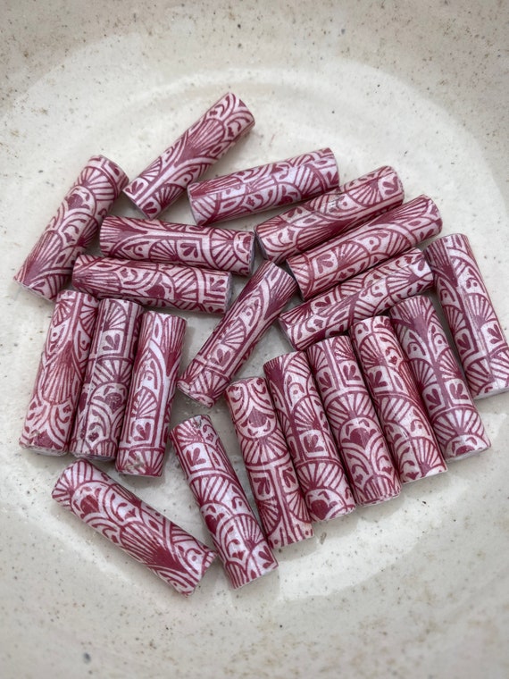 Red Arches Hand Rolled Paper Tube Beads 1 Inch: Set of 20 - Etsy