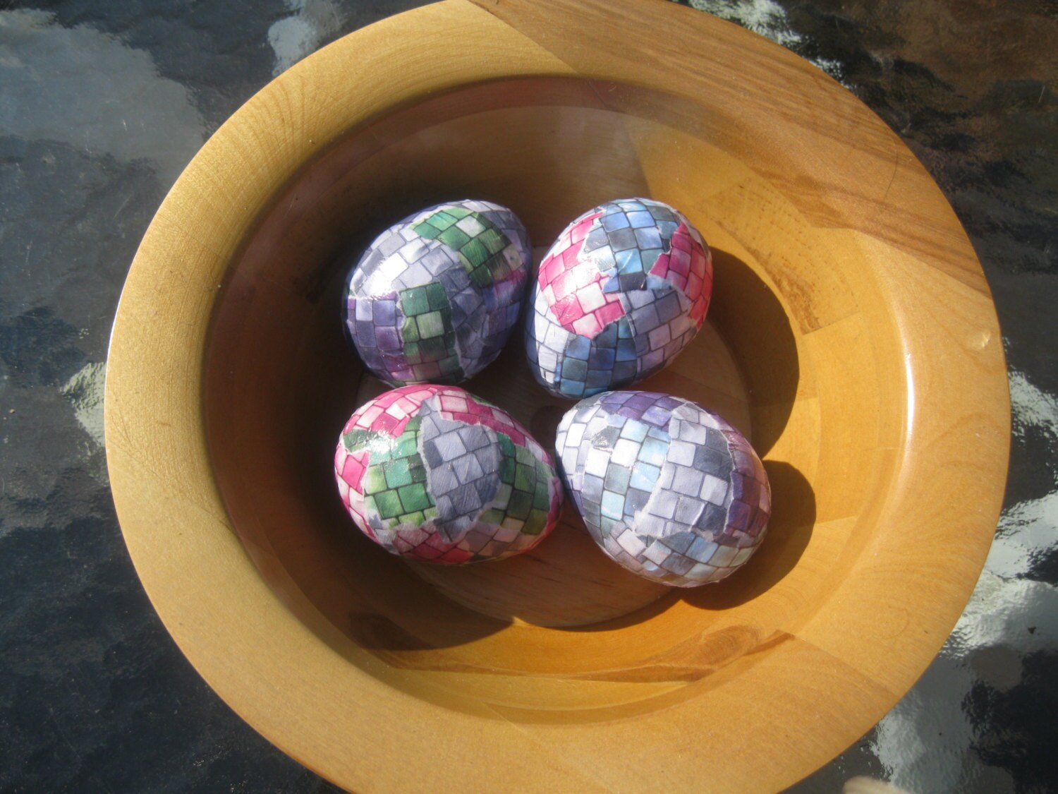 Mosaic Tiles Handmade Decoupage Paper Mache Easter Eggs: Set - Etsy