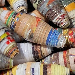 Assorted Recycled Magazine Handmade Paper Beads 1” Set of 20: New Bulk ...