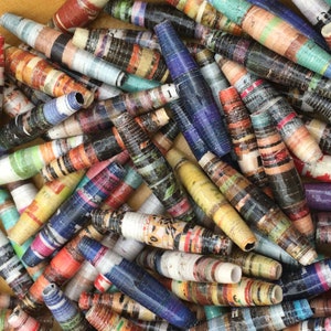 Assorted Recycled Magazine Handmade Paper Beads 1” Set of 20: New Bulk ...