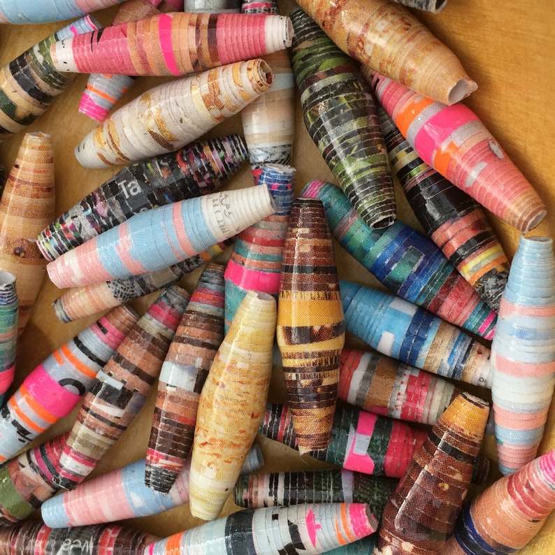 Assorted Recycled Magazine Handmade Paper Beads Thin or Thick: | Etsy