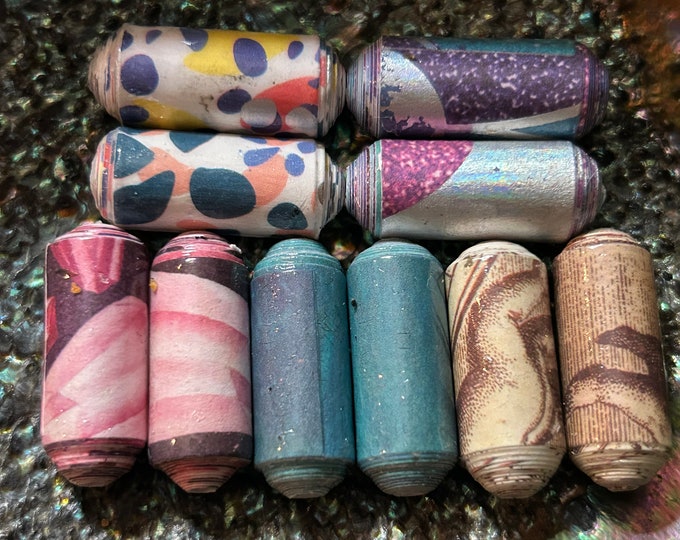 Assorted Recycled Magazine Handmade Paper Beads 1: Thin, Medium, or ...