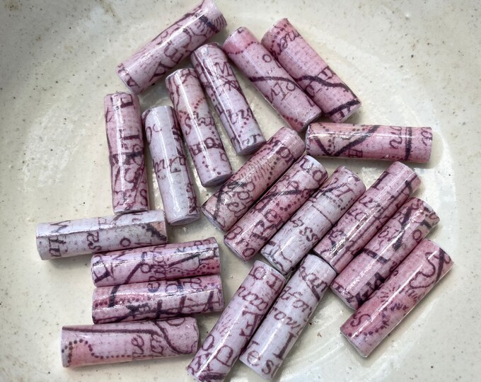 Maps of Old Hand Rolled Paper Tube Beads: Set of 20 - Etsy