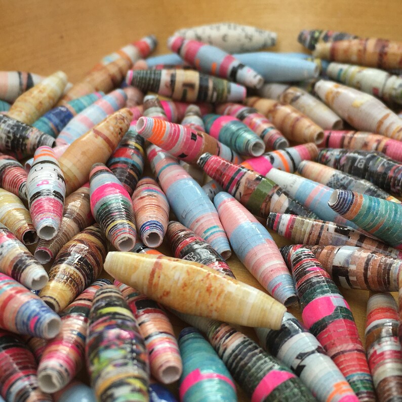 Assorted Recycled Magazine Handmade Paper Beads Thin or Thick: | Etsy