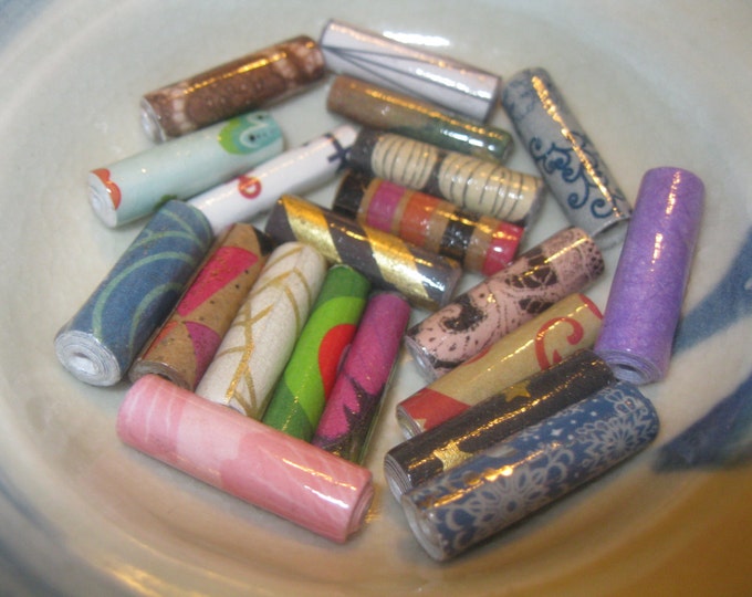 Assorted Hand Made Paper Tube Beads 1 Inch: Set of 20 - Etsy