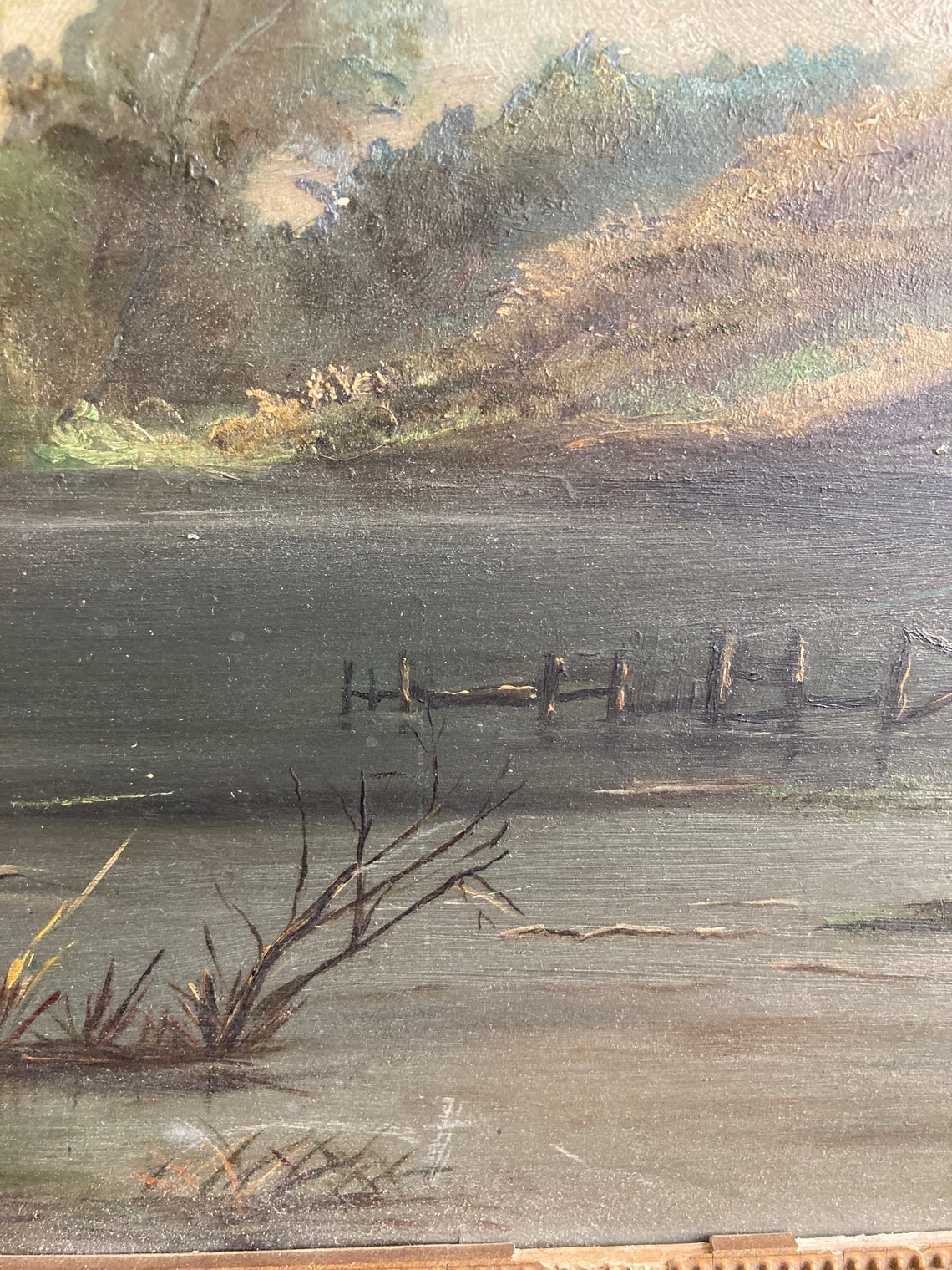 Old Circa 1920s Landscape of Path and Trees Along Riverbank | Etsy