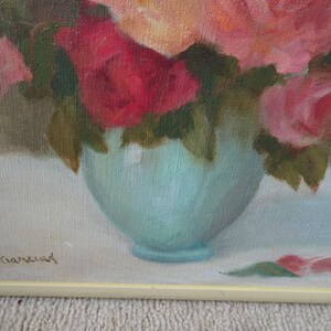 Midcentury 1967 Floral MIXED BOUQUET ROSES in Blue Bowl by A. Garcian ...