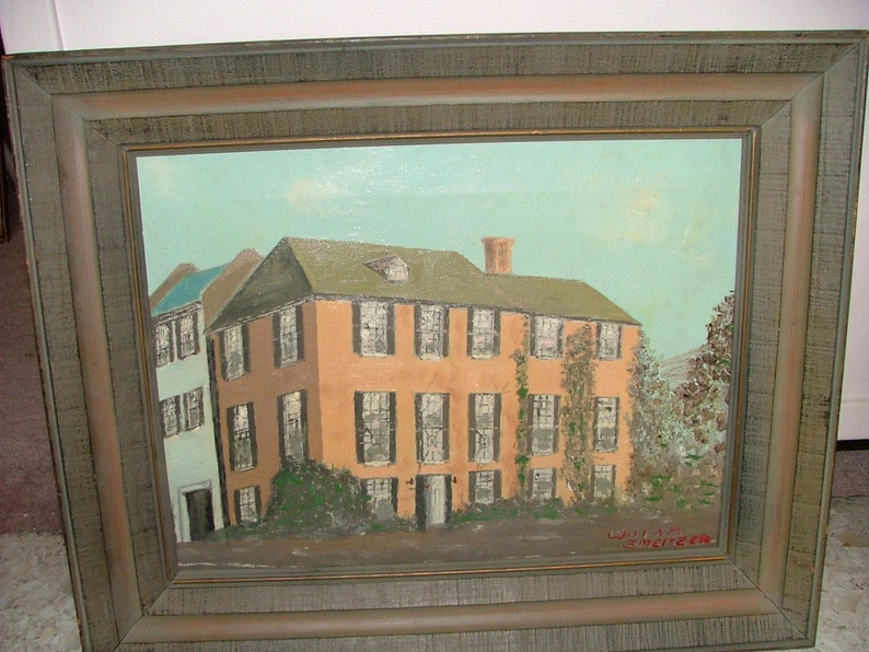 SALMON COLOR HOUSE on Corner by William Smeitzer - Etsy