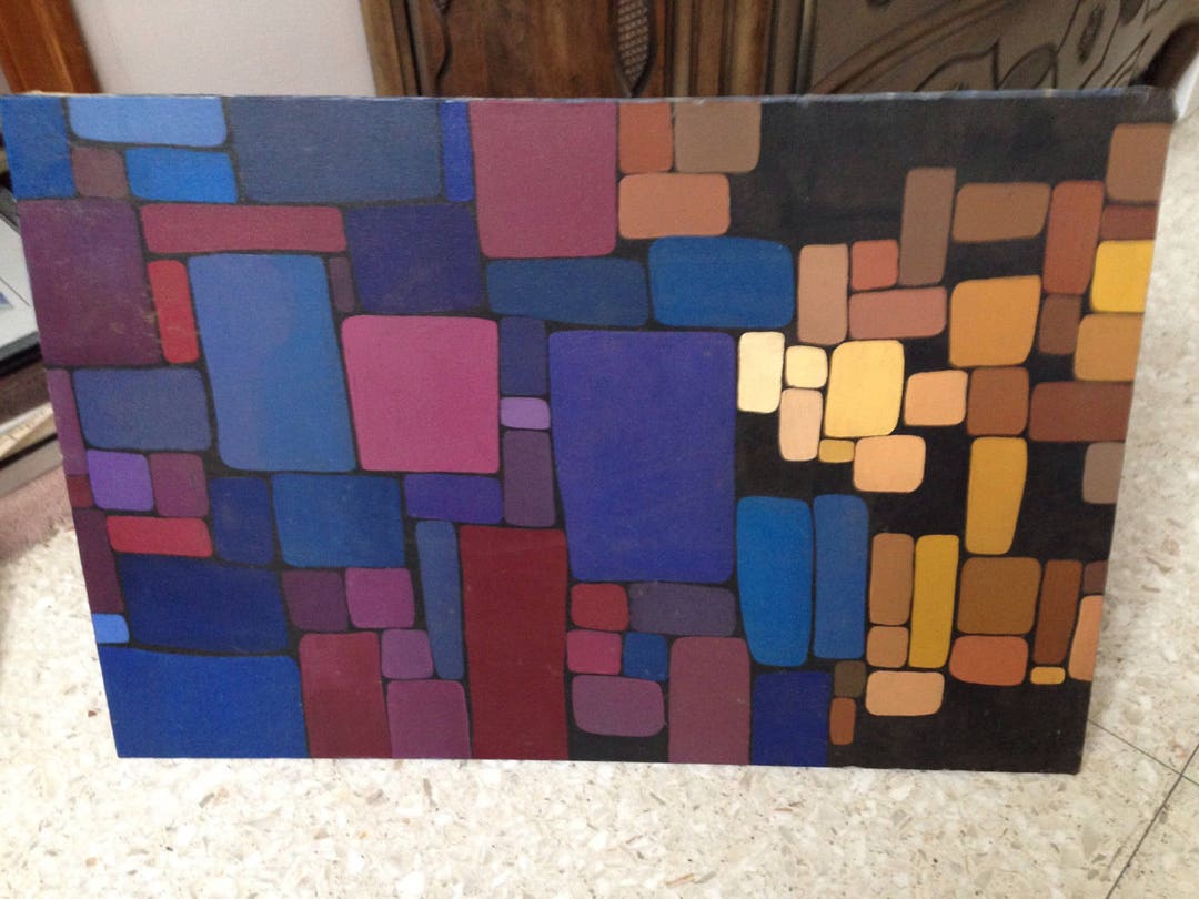 Midcentury Modern Painting Squares Rectangles Signed Dated - Etsy