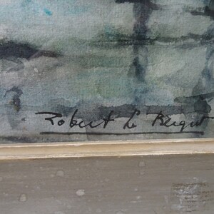 Listed Artist ROBERT LE BERGER Seine River Boat Paris France Watercolor ...