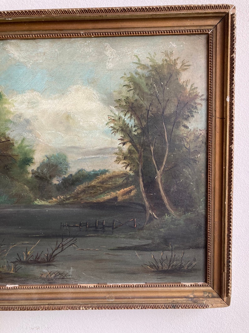 Old Circa 1920s Landscape of Path and Trees Along Riverbank | Etsy