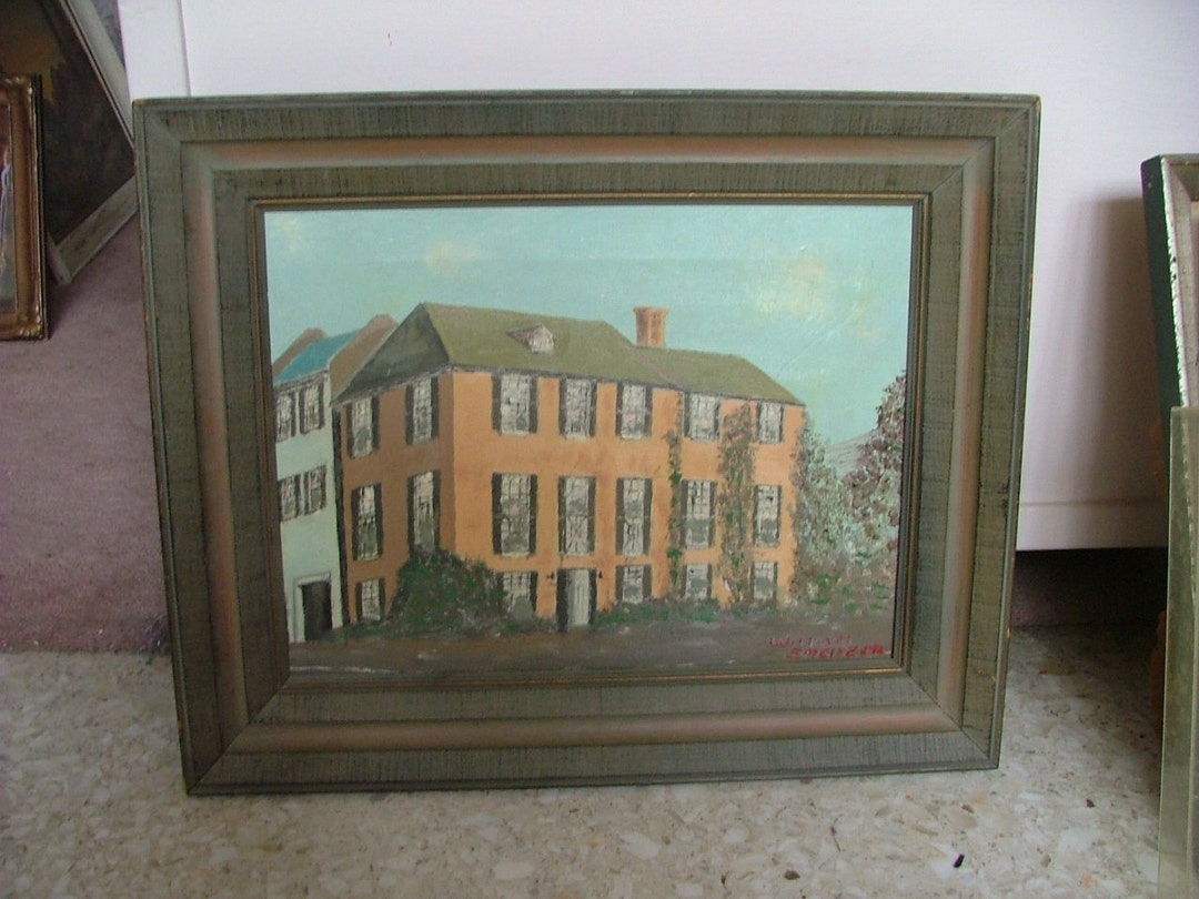 SALMON COLOR HOUSE on Corner by William Smeitzer - Etsy