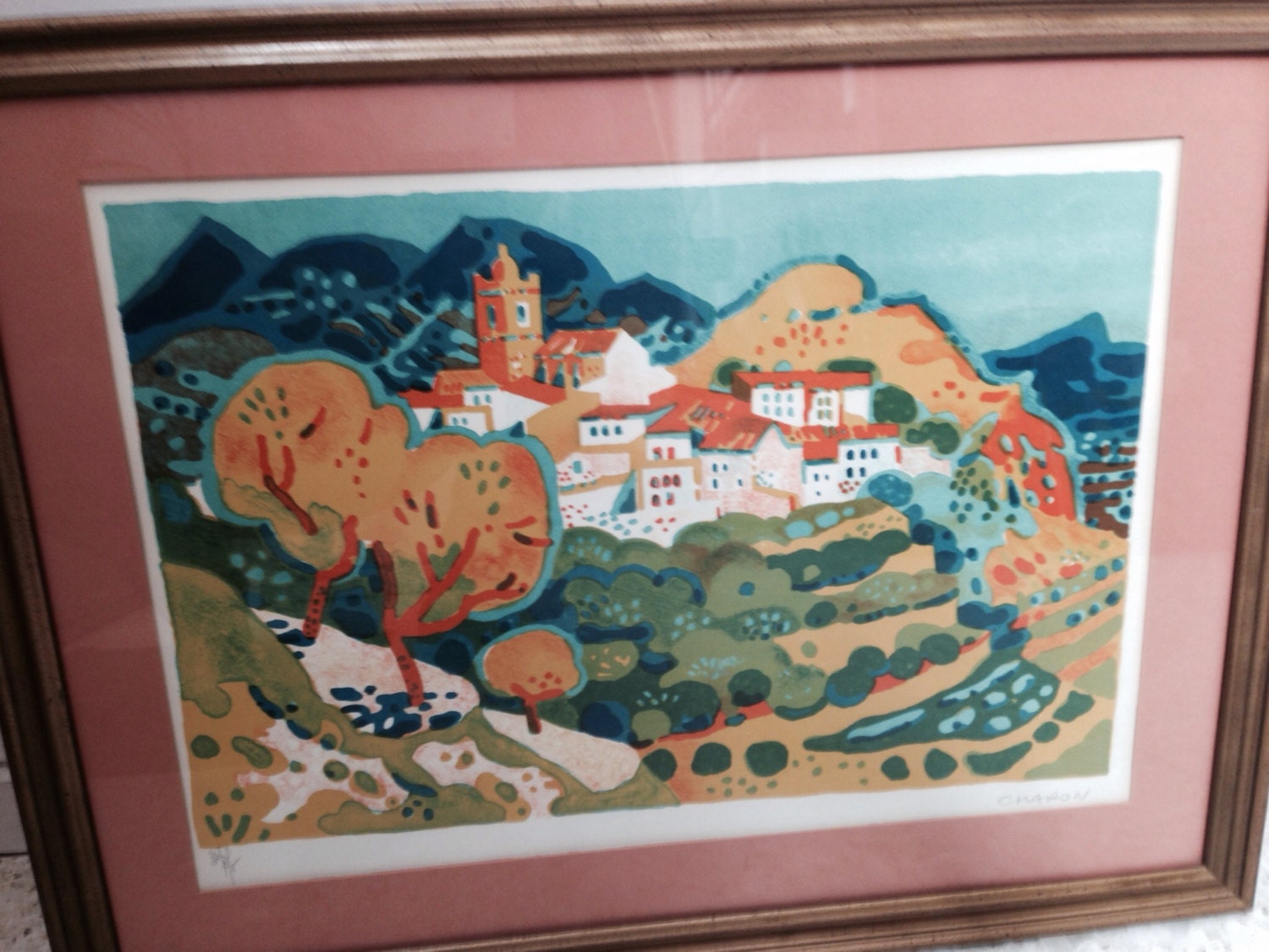 Guy Charon Listed Signed France Village Lithograph Numbered - Etsy