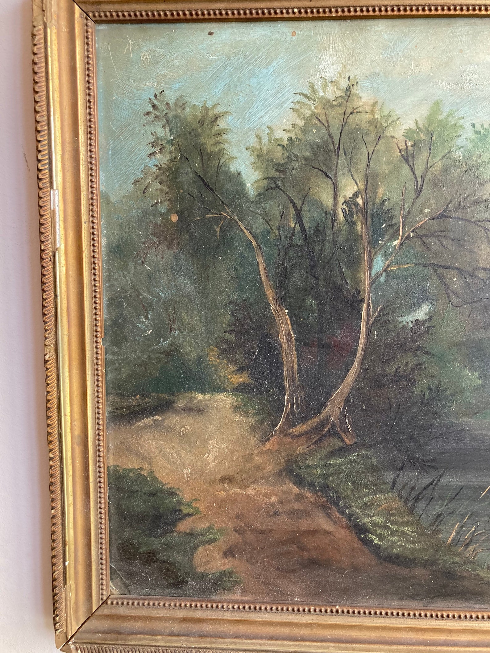 Old Circa 1920s Landscape of Path and Trees Along Riverbank | Etsy