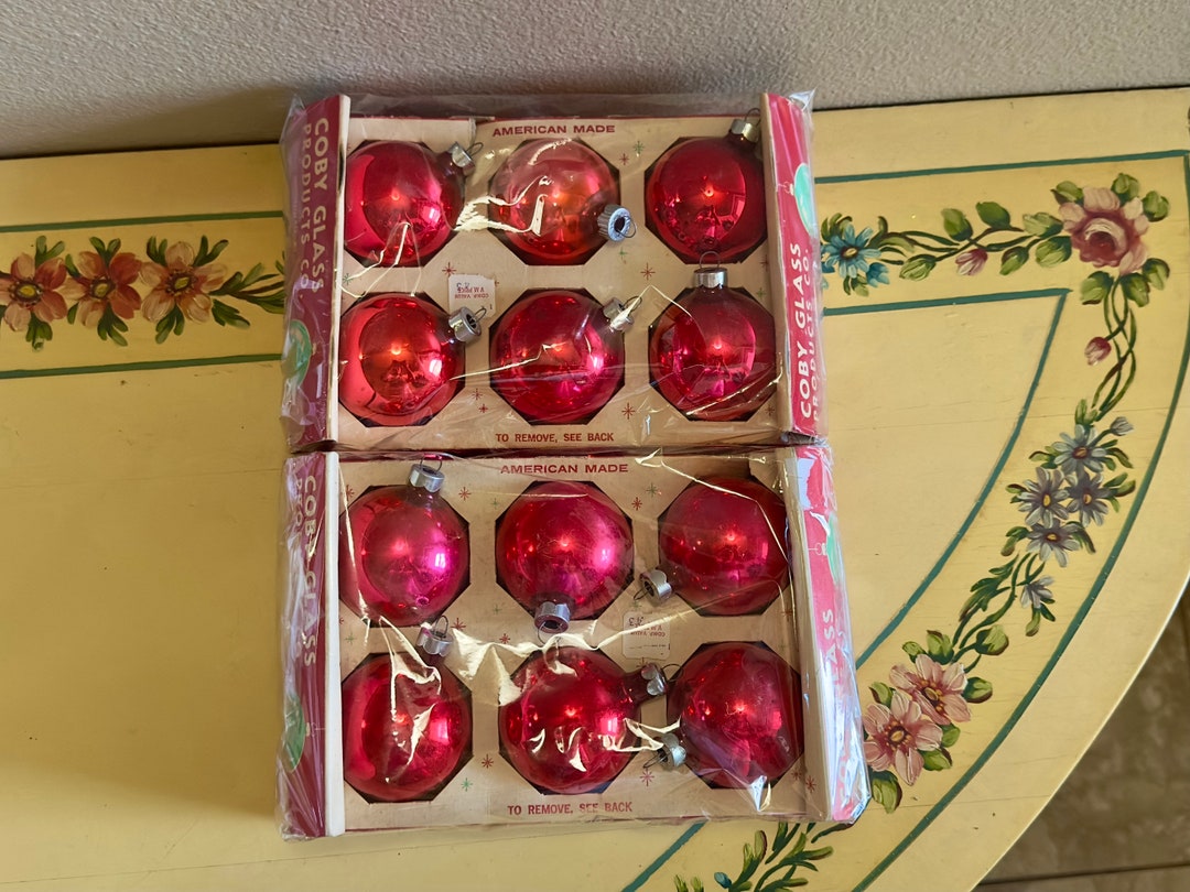 Vintage Set of 6 50s Metallic Red Mercury Glass Christmas Ornaments ...