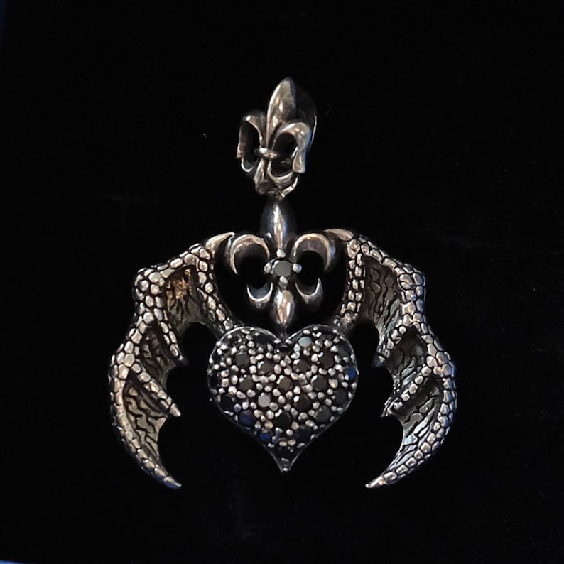 Handcrafted Vintage Sterling Silver Goth Heart With Bat Wings - Etsy