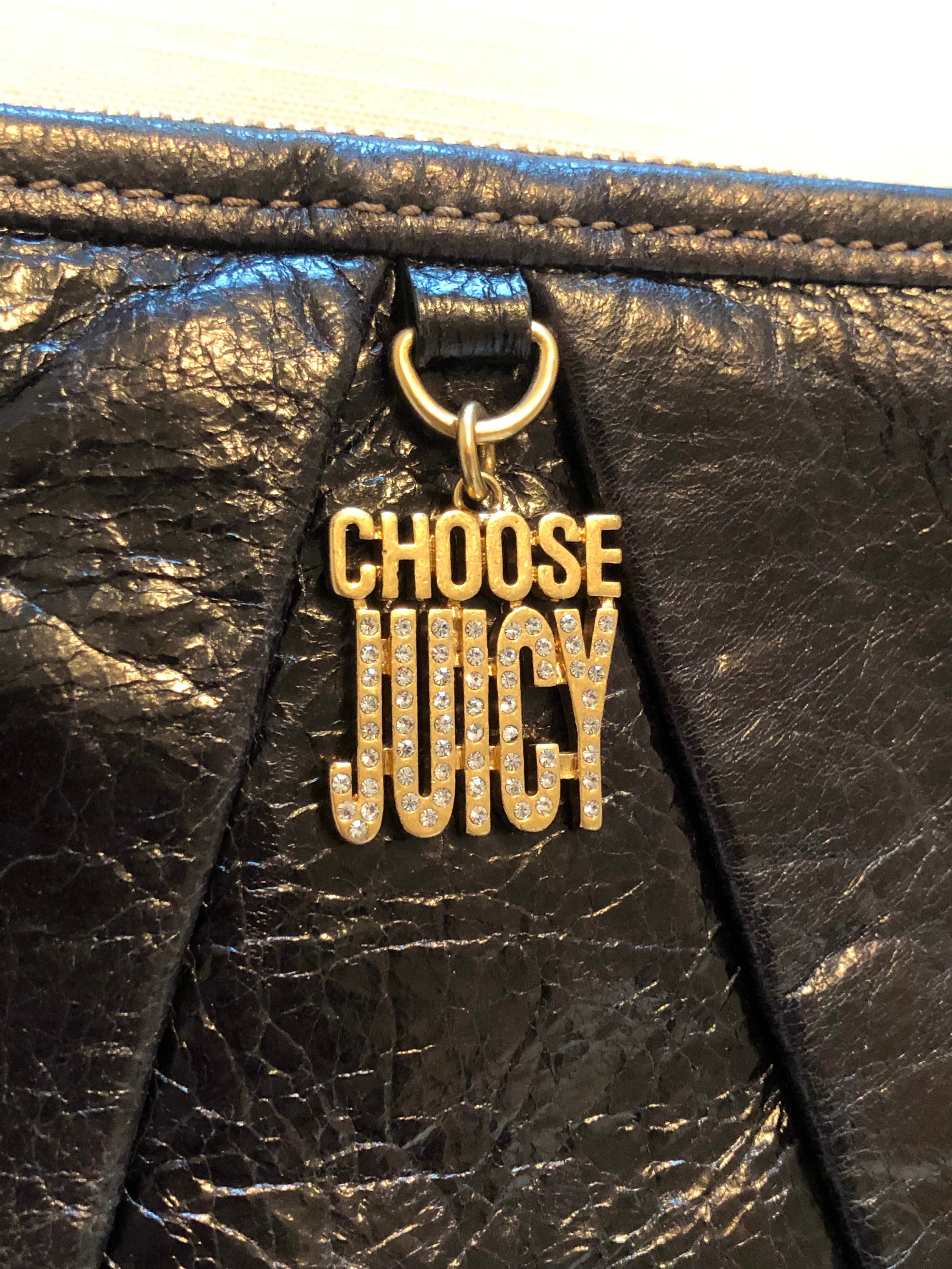 Vintage Y2K Juicy Couture Glazed Leather Black Gold Purse Vintage Y2K Juicy Couture Glazed Leather Black Gold Purse