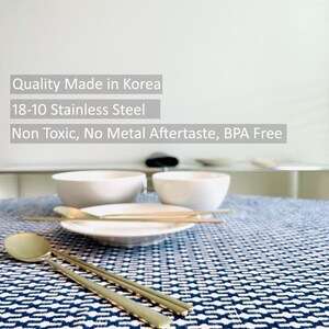 Cozymomdeco Korean Made Gold Stainless Steel Utensil Korean Spoon and ...