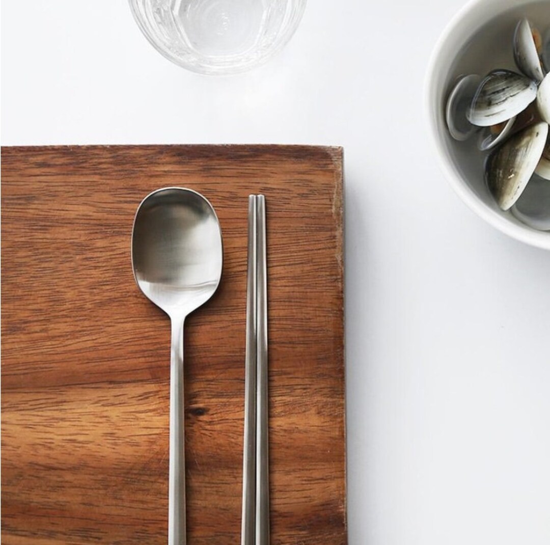 Cozymomdeco Korean Made Silver Stainless Steel Square Spoons Korean ...