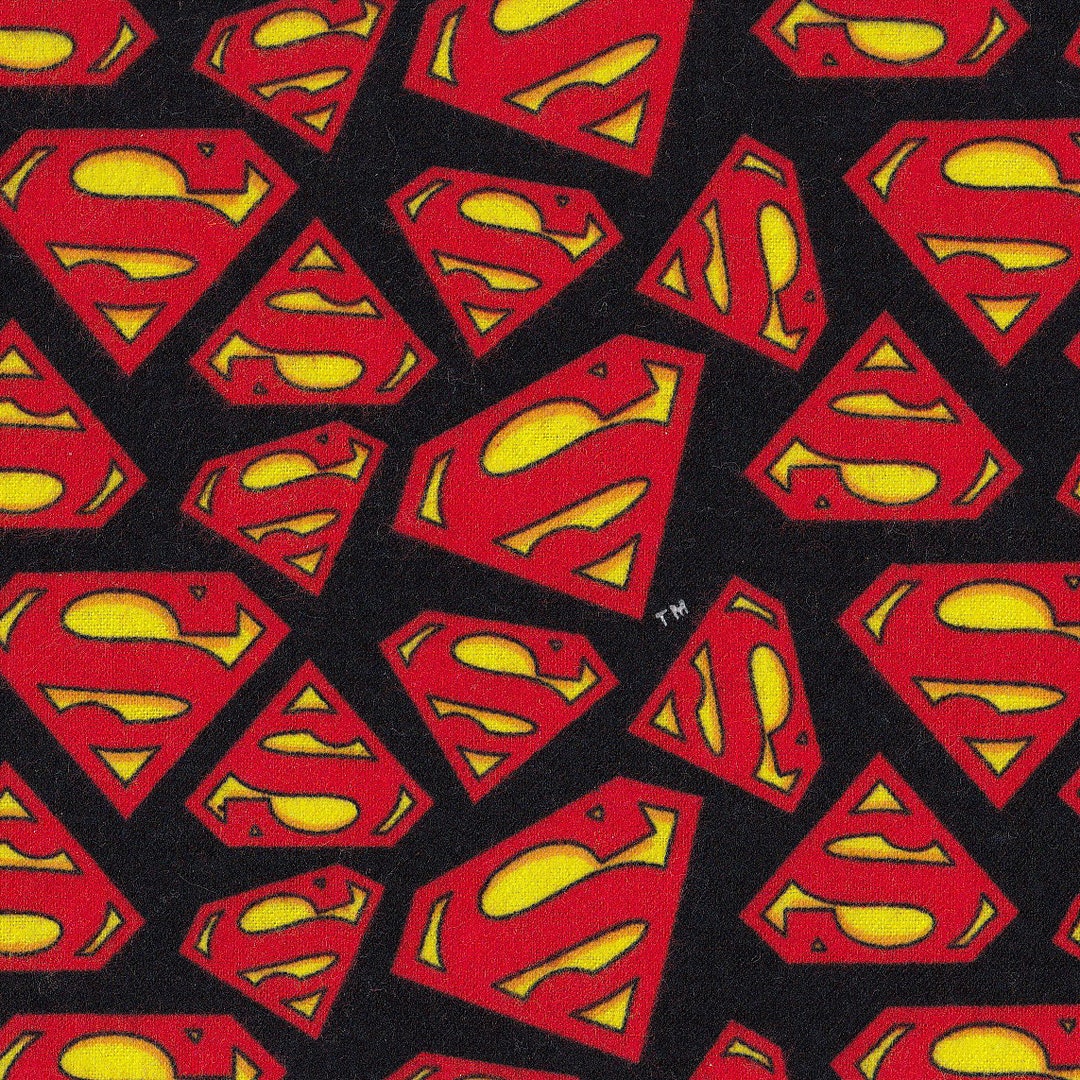Superman Logo Flannel Fabric by the Yard and Half-yard 100% Cotton by ...