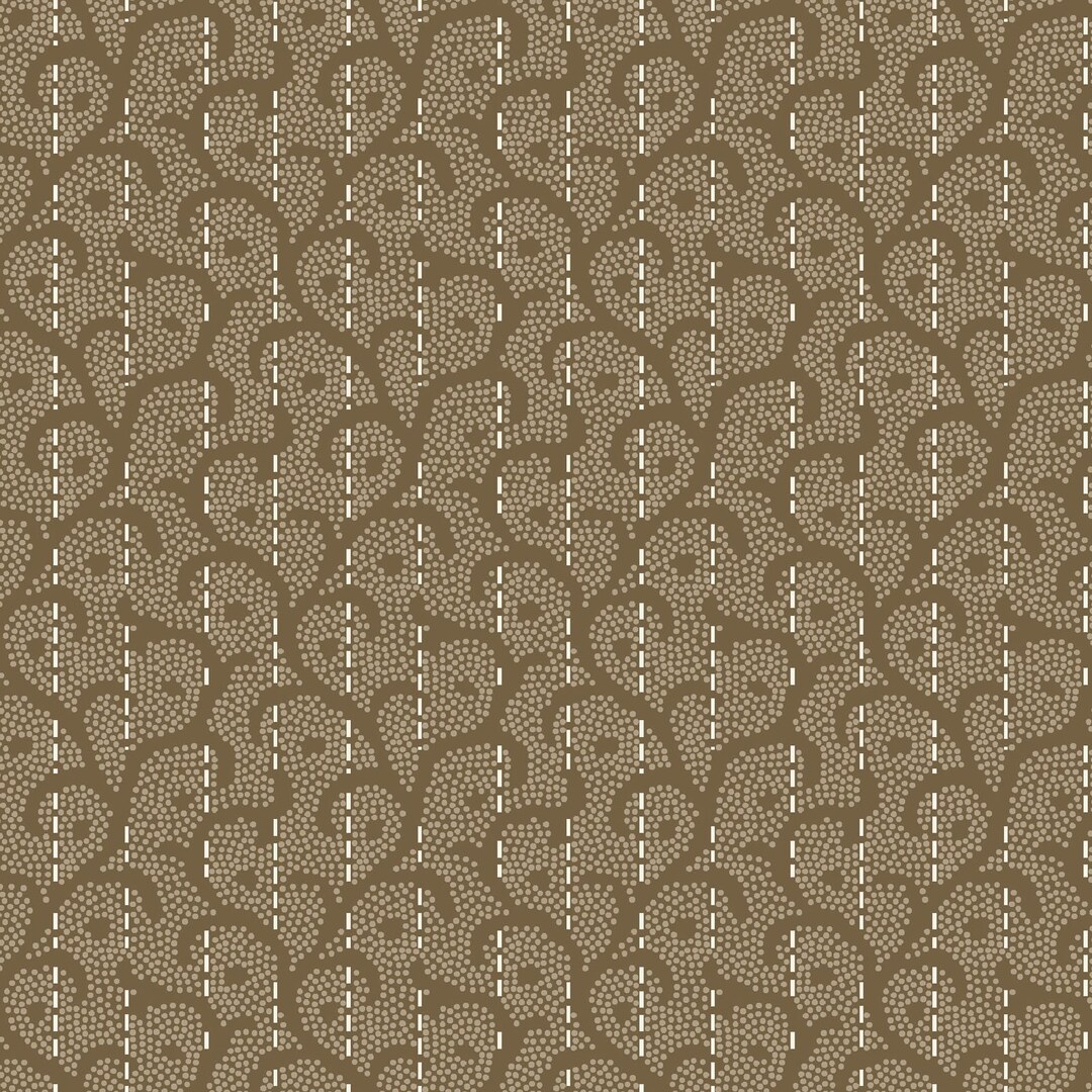 Flannel 'heritage Woolies Stitched Scroll' in Dark Tan by the Yard 100% ...