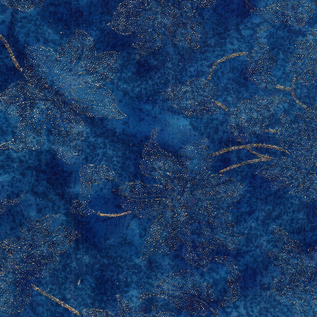 Flannel 'moonlight Textures' Leaf Metallic in Royal - Etsy