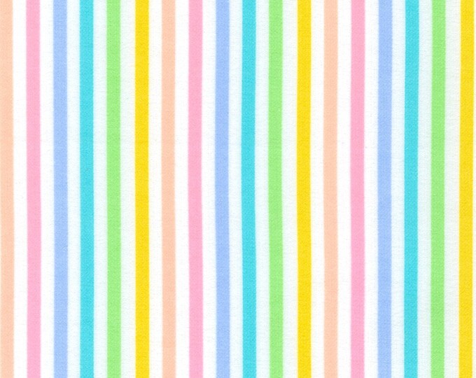 Flannel 'cozy Cotton' Pastel Rainbow Stripes on White Fabric by the ...