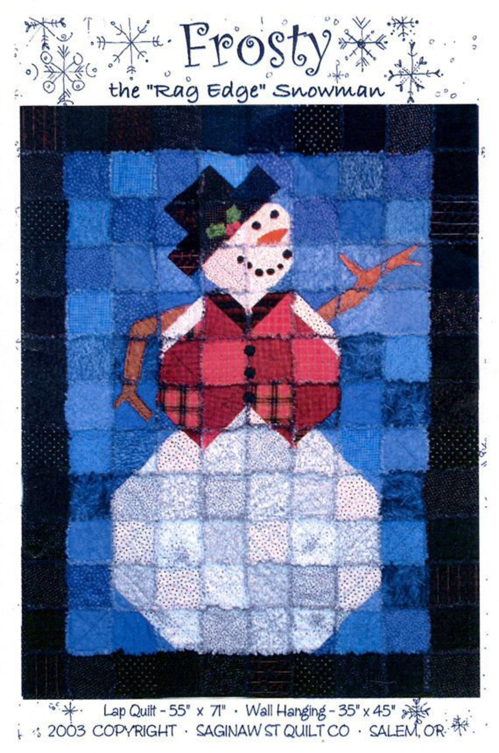 Frosty 'the Rag Edge Snowman' Quilt Pattern by Karla | Etsy