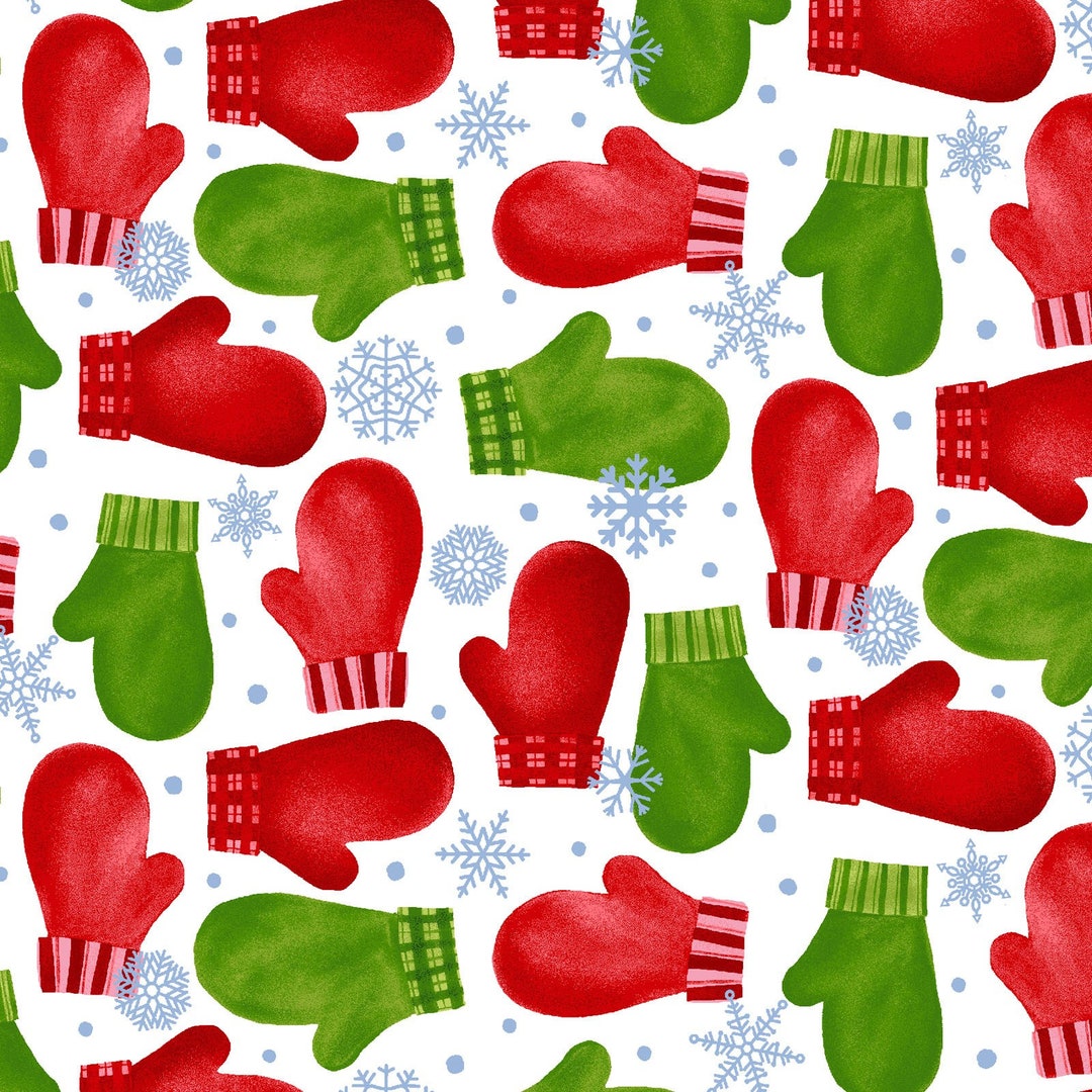 Flannel 'mitten Allover' Red & Green Multidirectional Mittens and ...