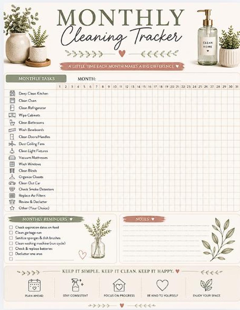 Cleaning Planner Printable Bundle, 10 Page Home Checklist, Weekly ...