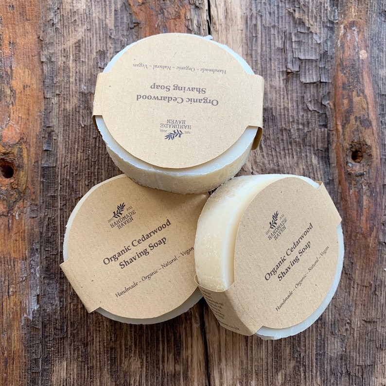 Vegan Organic Shaving Soap Cedarwood Flat Round - Etsy